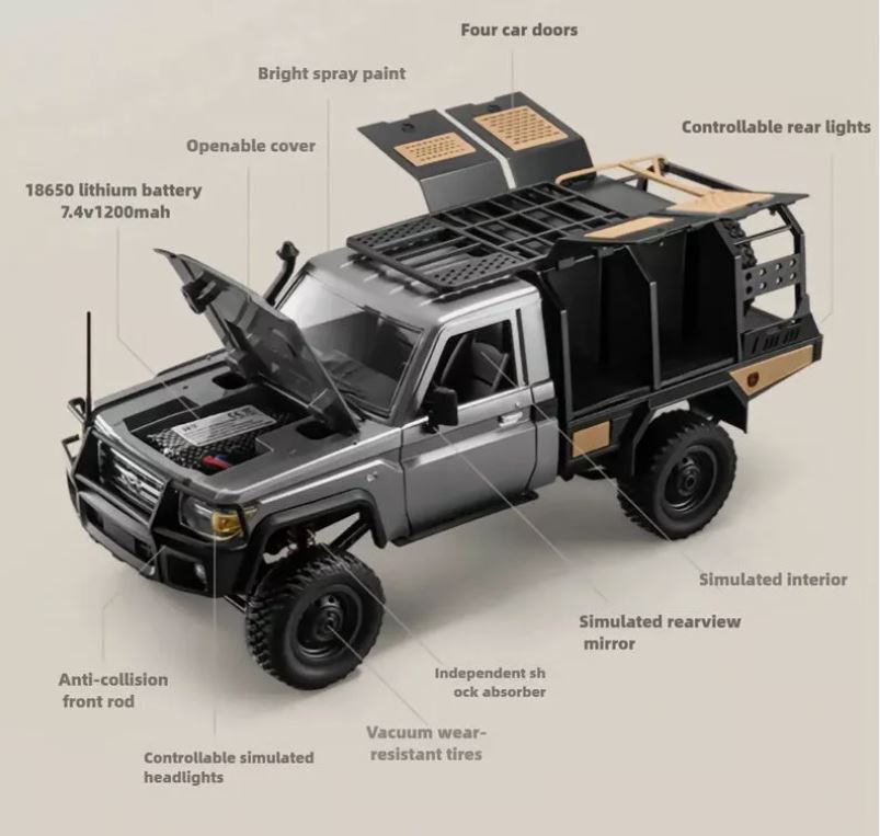 MN Land Cruiser LC79 1:12 scale 4WD Ute with 5 Door Rear Canopy RTR Tr ...